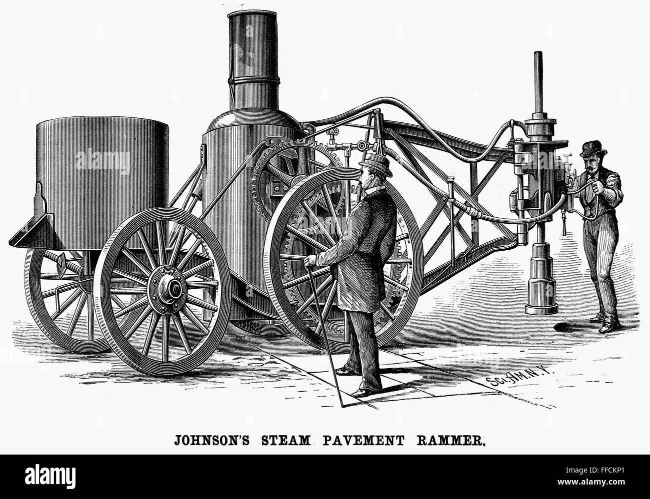 PAVING MACHINE, 1879. /nJohnson's steam pavement rammer. Line engraving ...