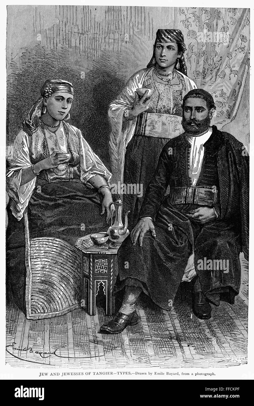MOROCCAN JEWS, c1892. /nA Jewish couple in Tangier, Morocco. Wood ...