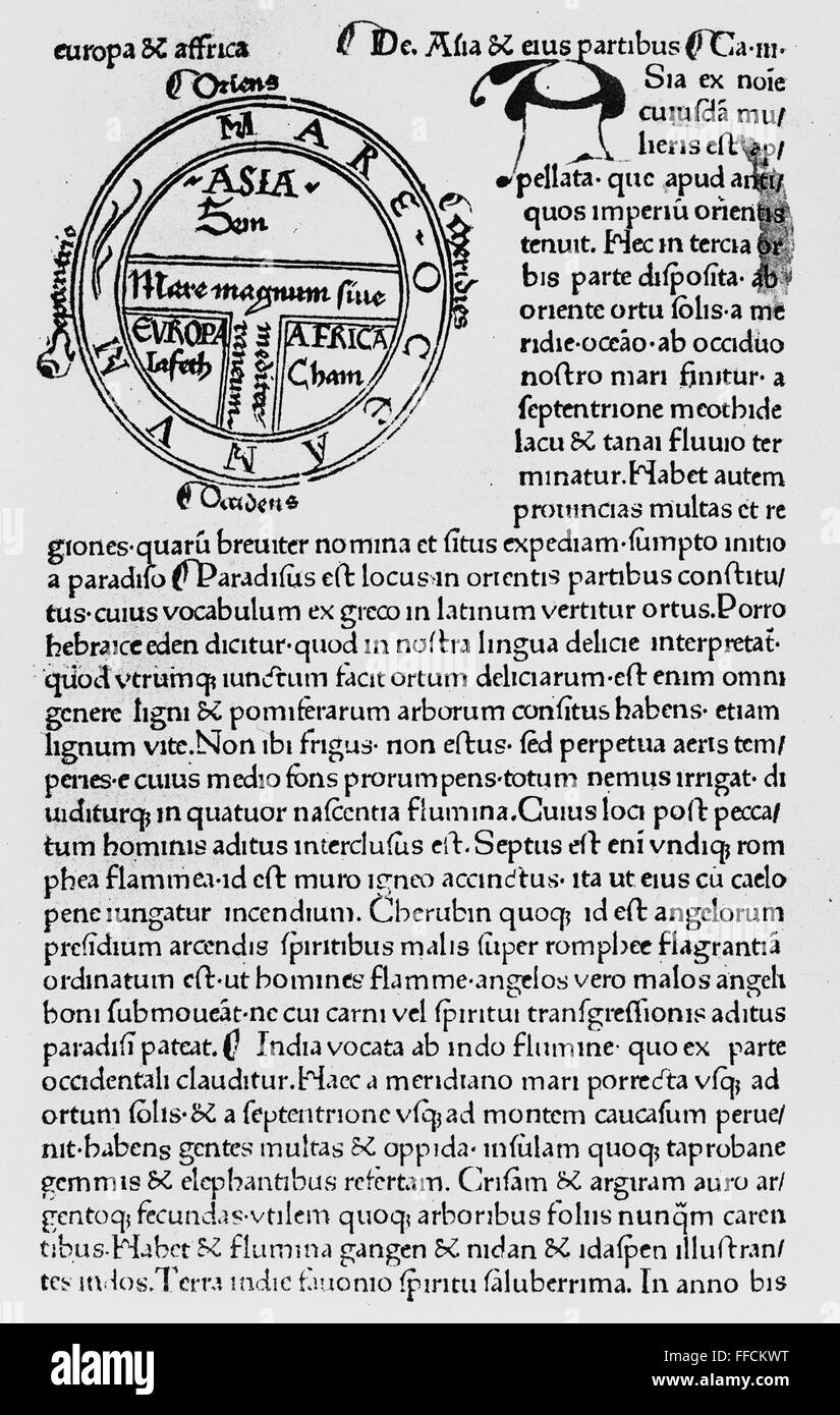 FIRST PRINTED MAP, 1472. /nThe first printed map, 1472, with ...