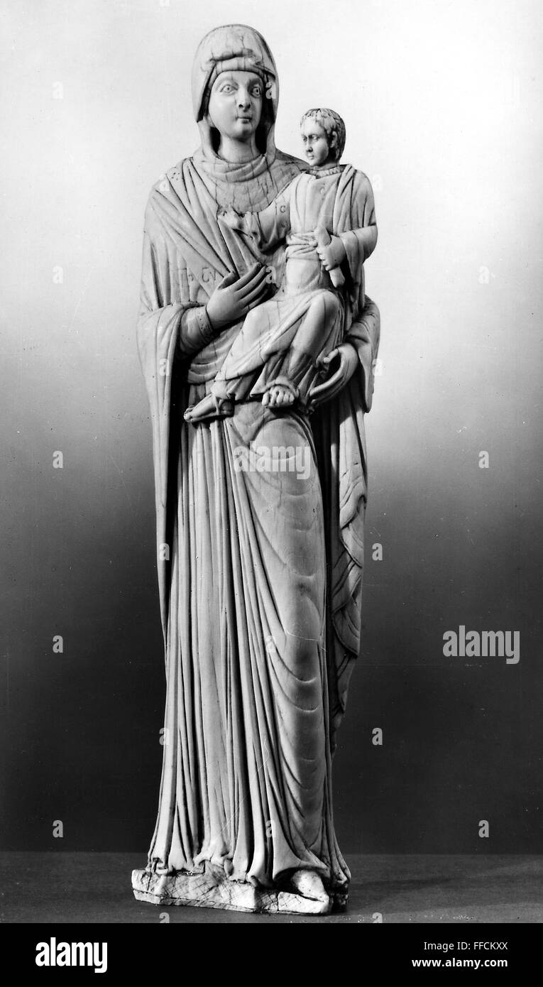 VIRGIN AND CHILD. /nVirgin Mary and Jesus. Ivory, Byzantine, late 11th ...