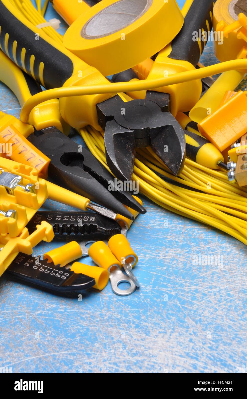 Electrical component kit to use in electrical installations Stock Photo ...