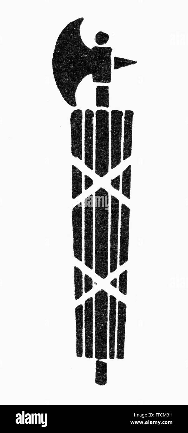 SYMBOL: FASCES. /nThe fasces of the lictor, symbol or unity or fascism ...