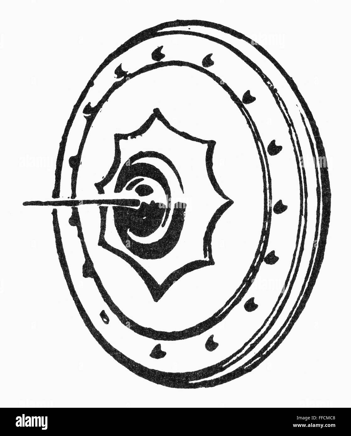 SYMBOL: PROTECTION. /nA shield, symbol of protection. Line engraving ...