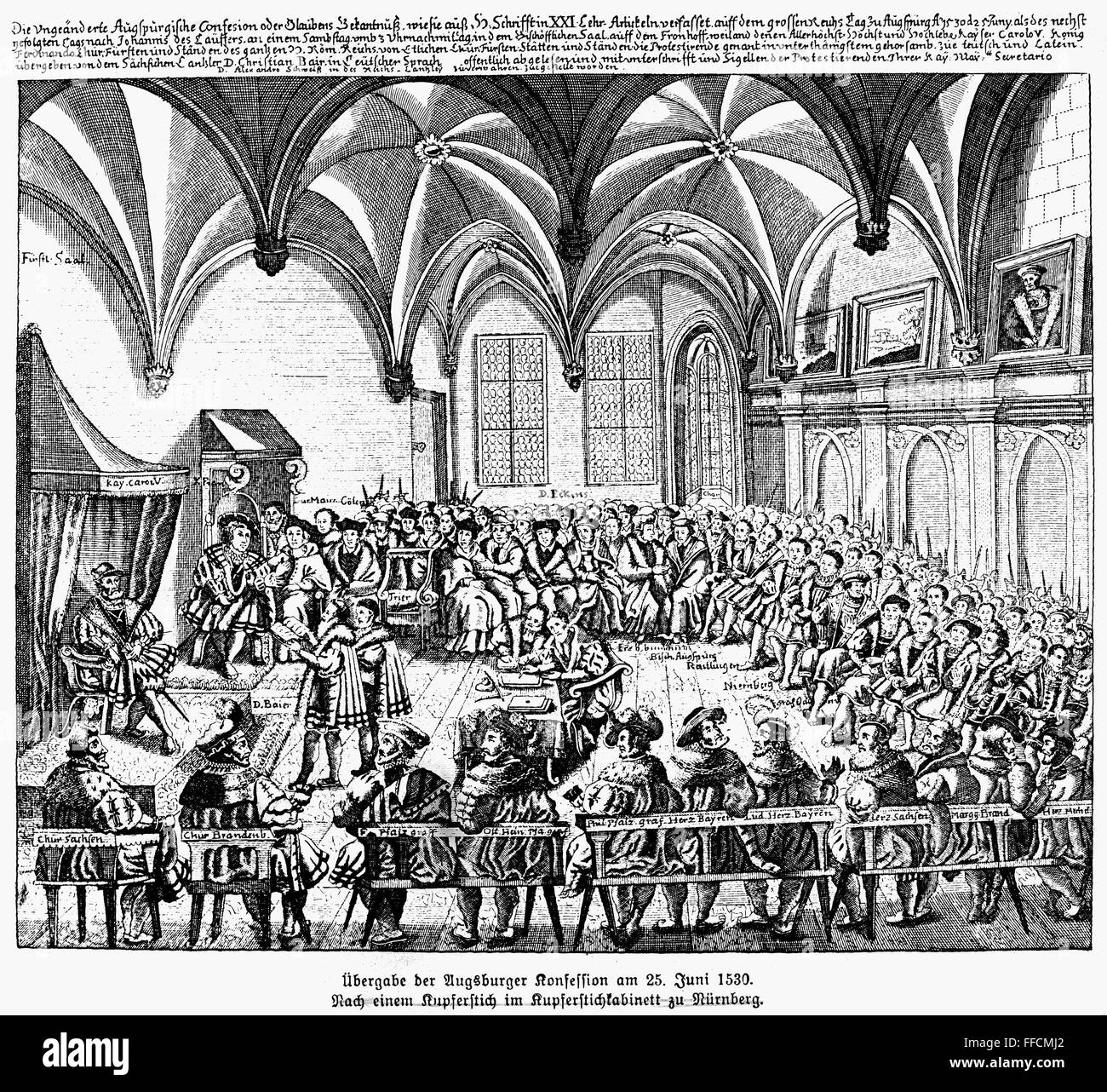 AUGSBURG CONFESSION, 1530. /nSeven Lutheran princes and representatives ...