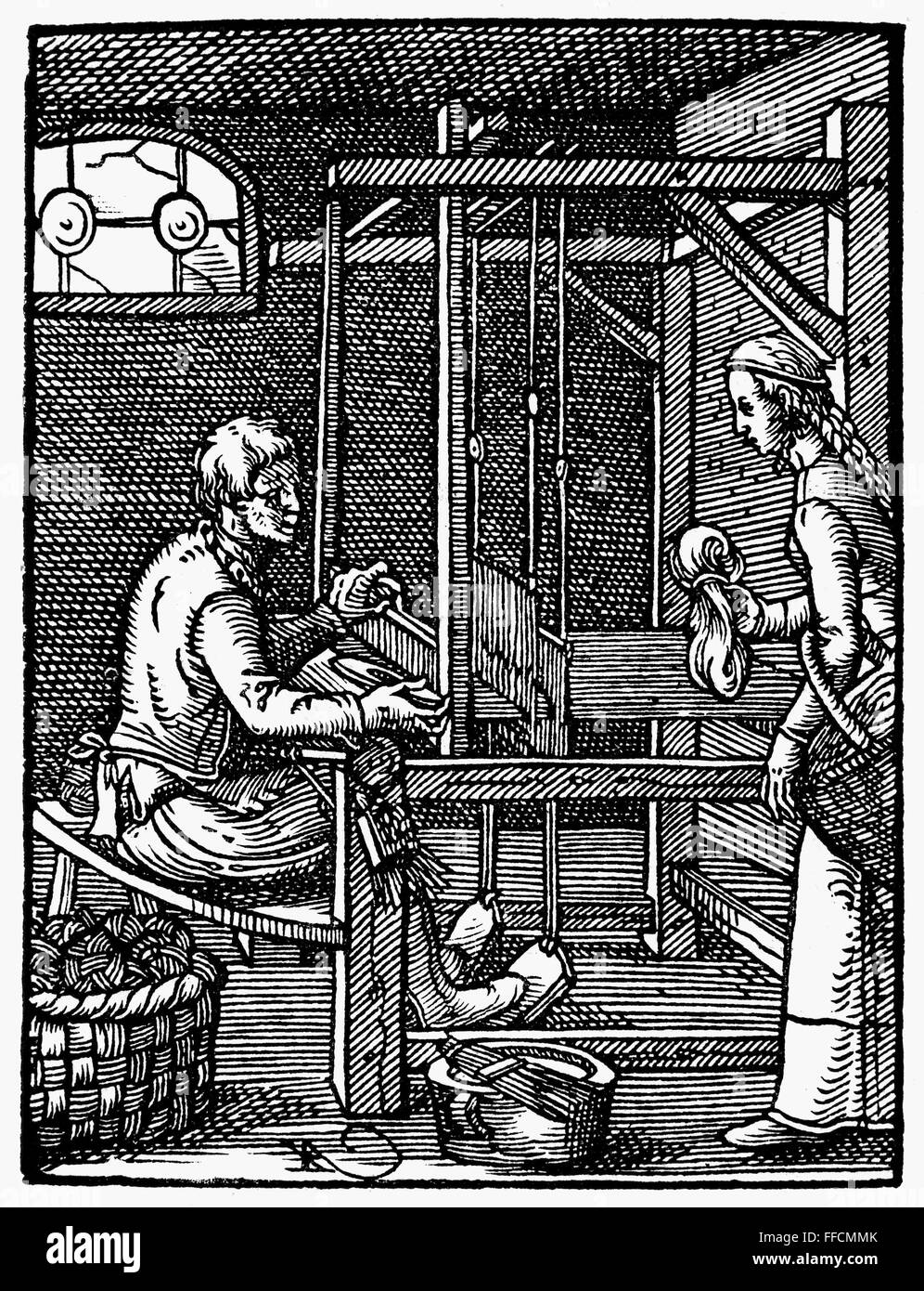 WEAVER, 16th CENTURY. /nLine engraving, 19th century, after an ...