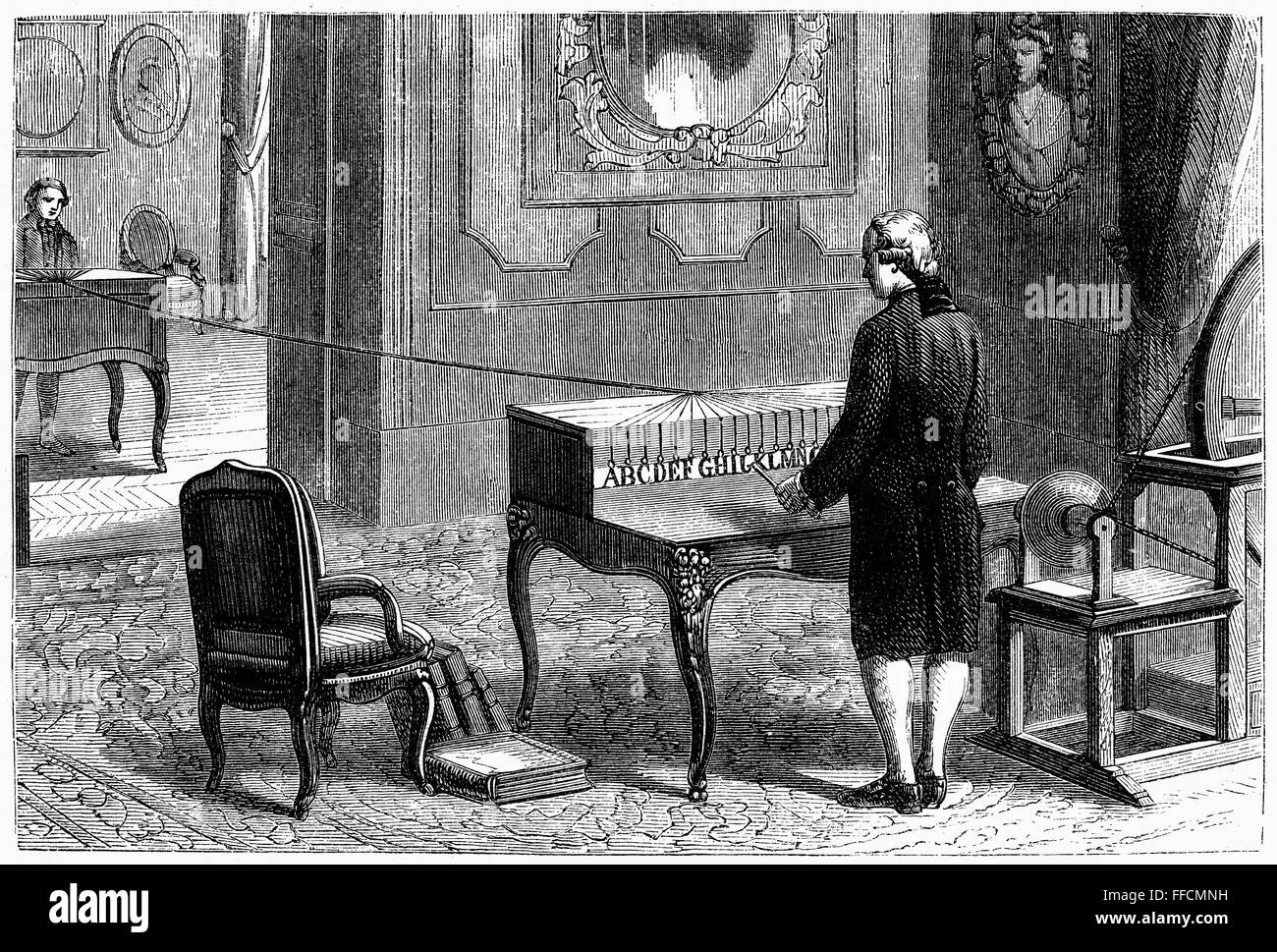 LE SAGE: TELEGRAPH, 1774. /nEarly electric telegraph, invented by ...
