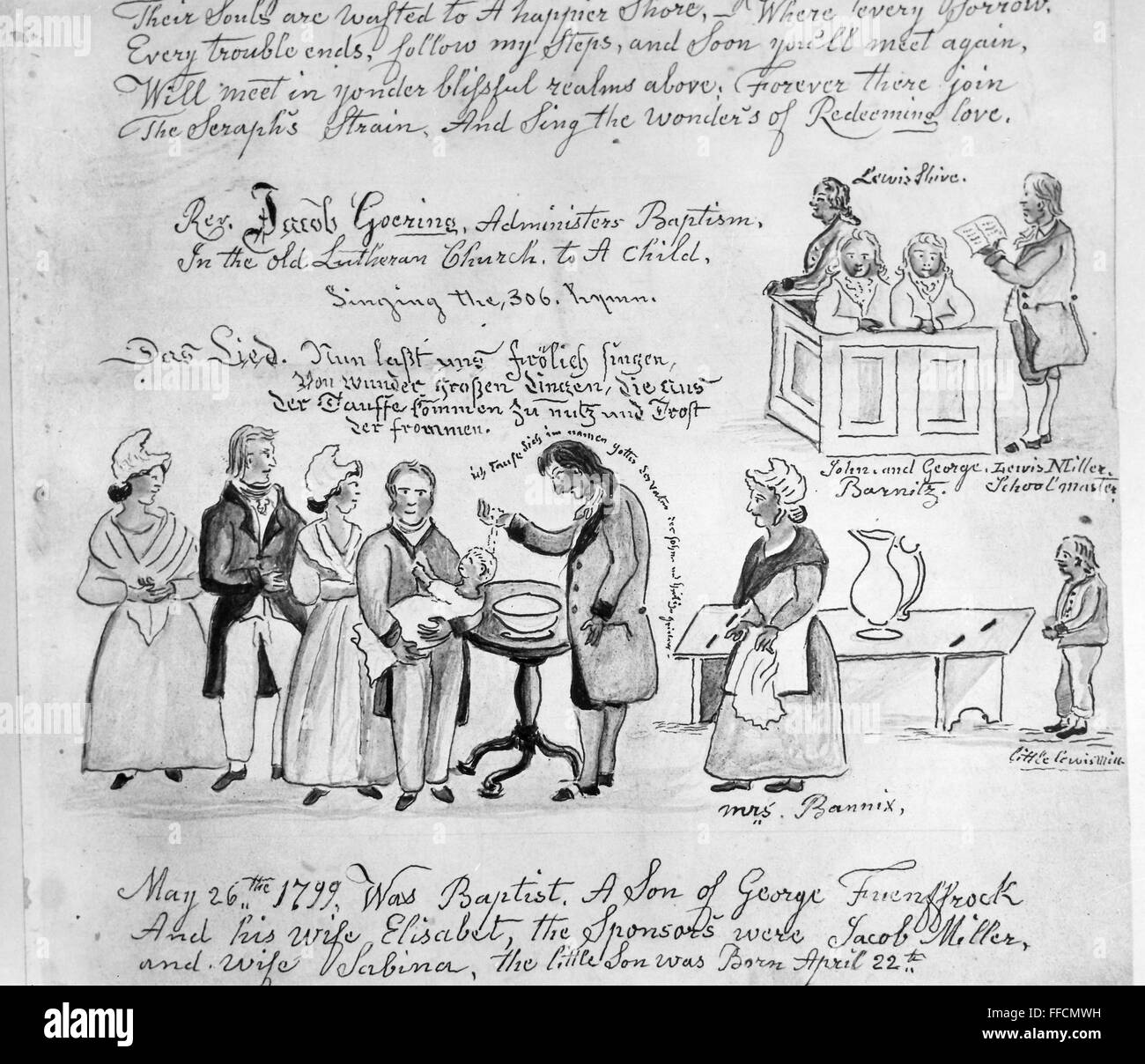 LUTHERAN DRAWING, c1799. /nDrawing and journal from a German Lutheran ...