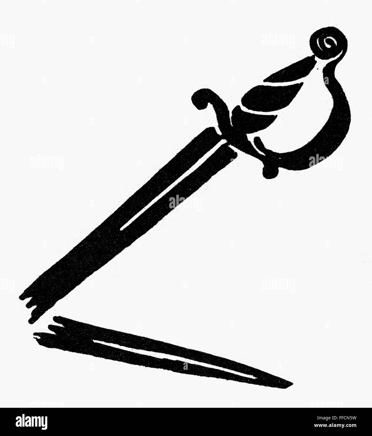 SYMBOL: DEFEAT. /nBroken sword, a symbol for defeat. Woodcut Stock ...