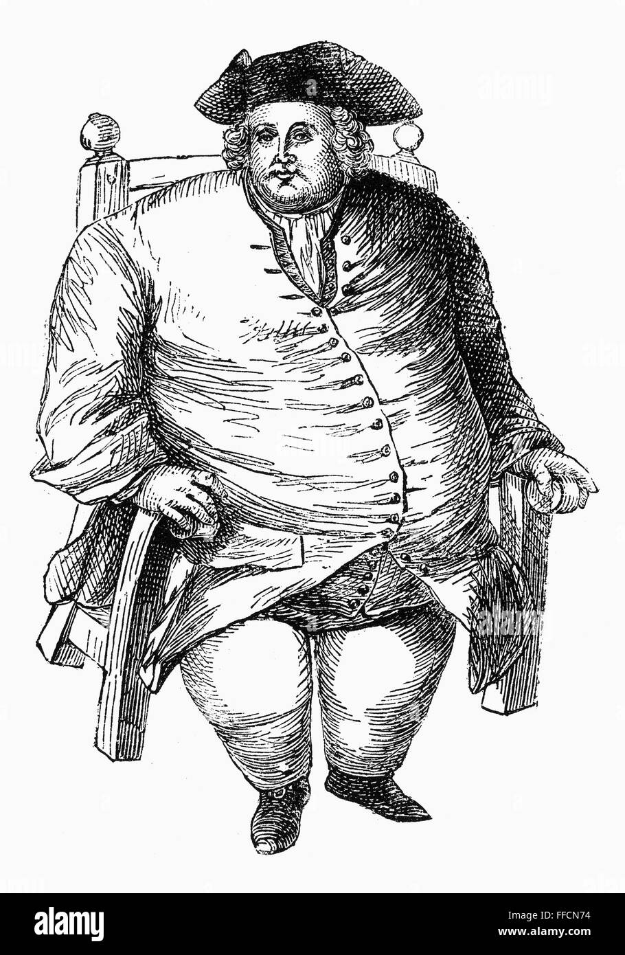 OBESE MAN AND CHAIR. /nAn obese man of the 18th century in his chair ...