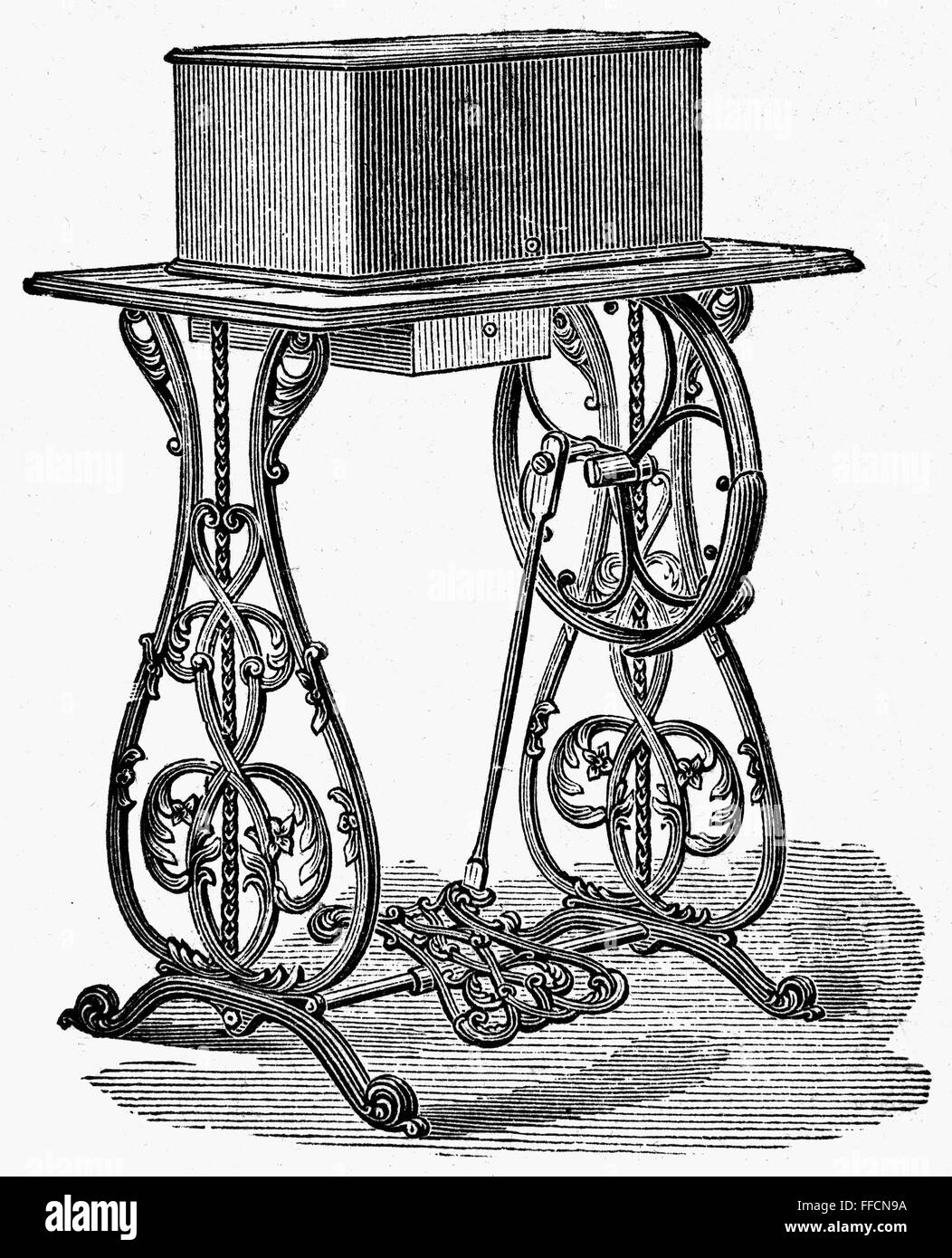SEWING MACHINE. /nWillcox & Gibbs sewing machine. Line engraving ...