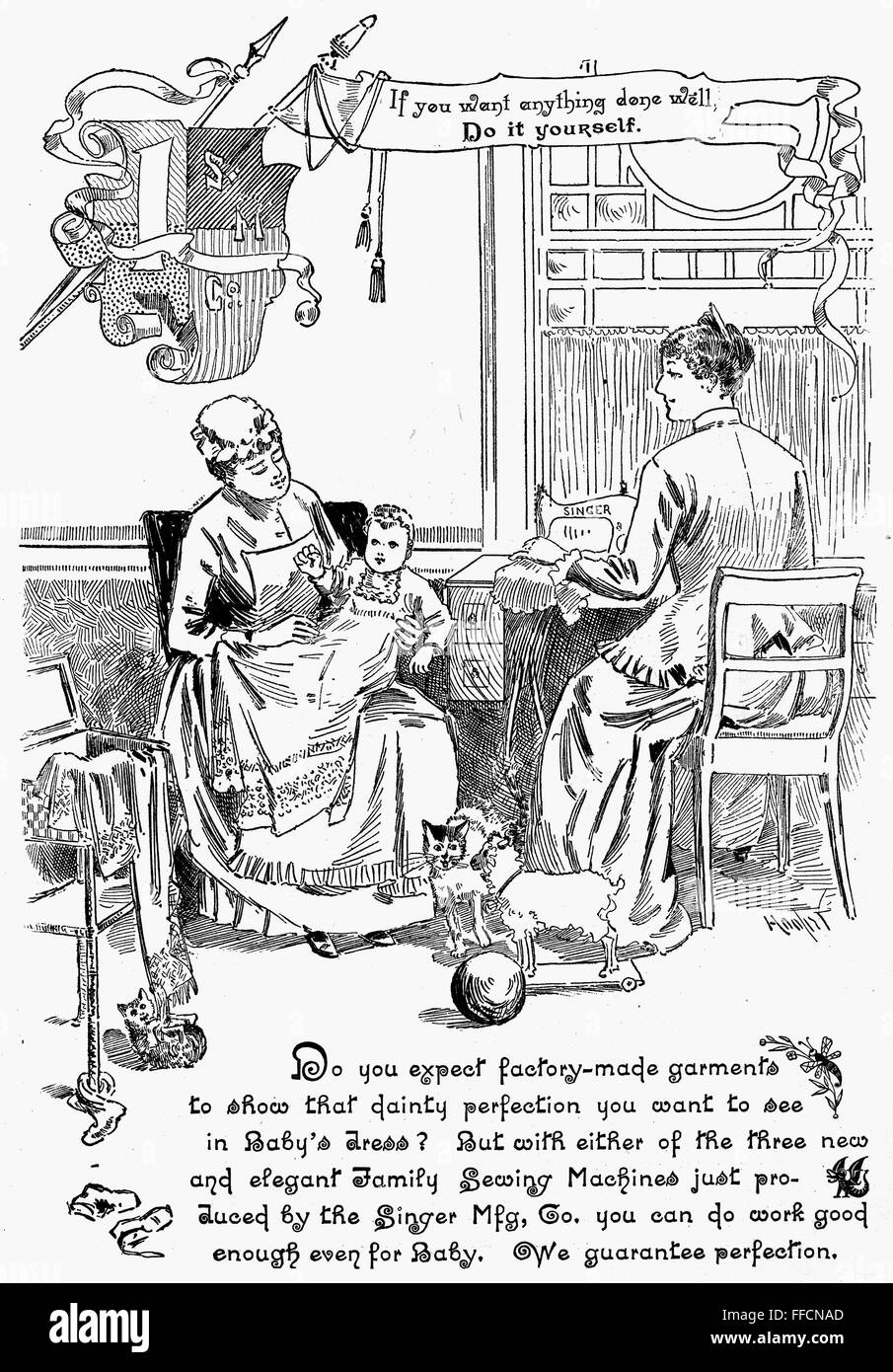 SINGER SEWING MACHINE AD. /nAdvertisement from an American magazine ...