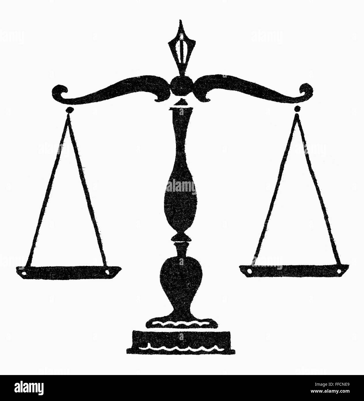 SYMBOL: BALANCE. /nA scale, a symbol for balance or justice. Woodcut ...
