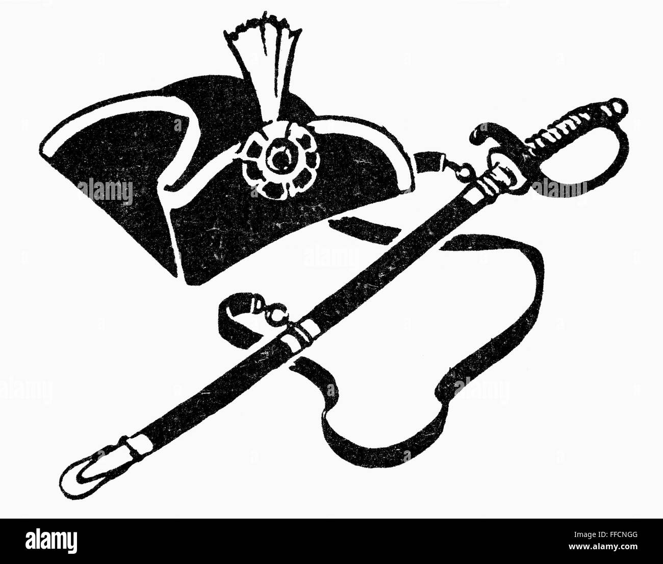 WASHINGTON'S BIRTHDAY. /nHat and saber, a symbol for George Washington ...