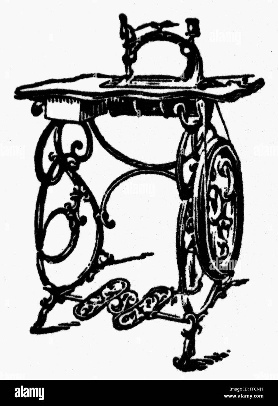SEWING MACHINE. /n19th century wood engraving Stock Photo - Alamy