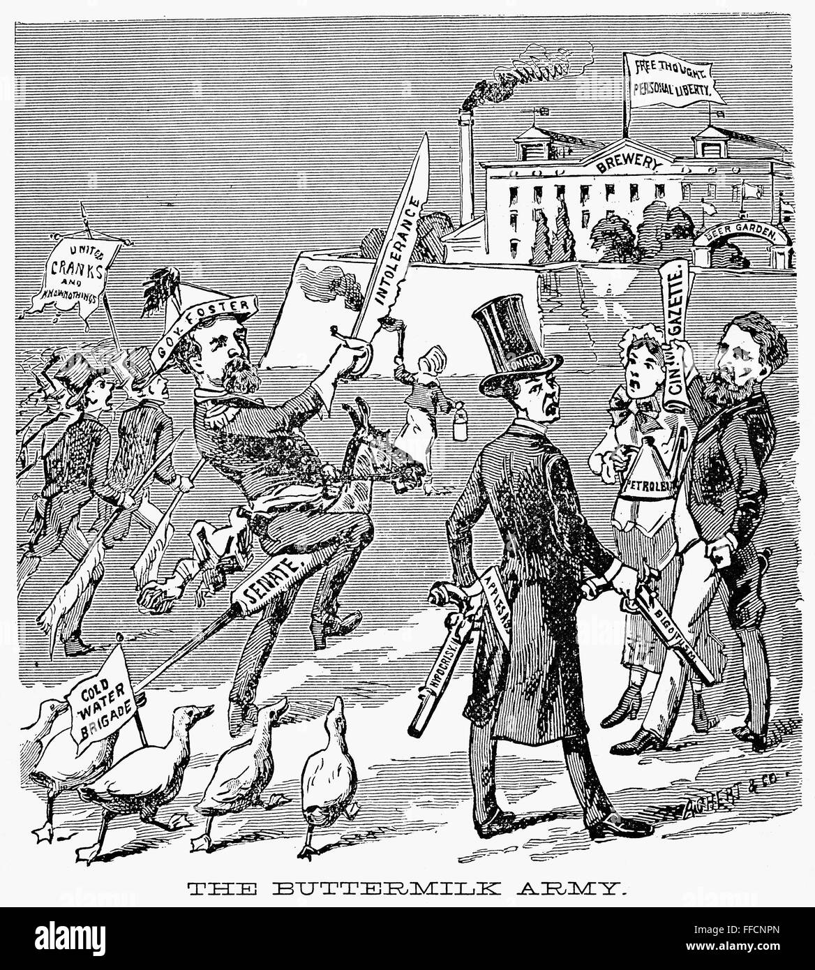 CARTOON: TEMPERANCE, 1884. /n'Foster and the Army of Cranks.' Cartoon ...