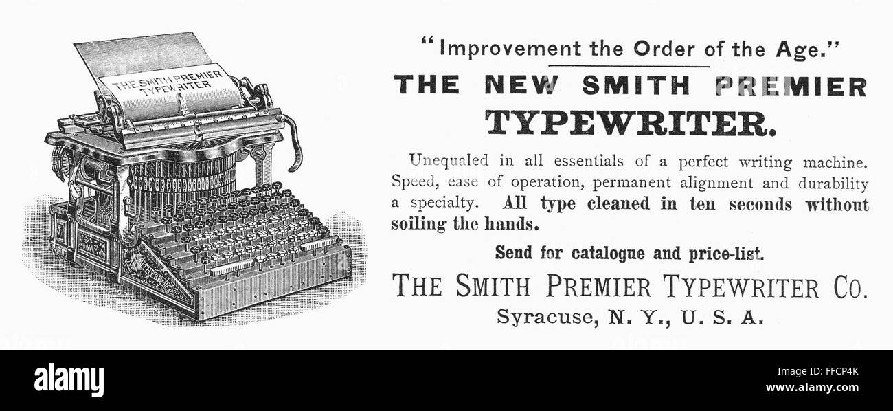 TYPEWRITER AD, 1890. /nAmerican magazine advertisement, 1890, for the ...