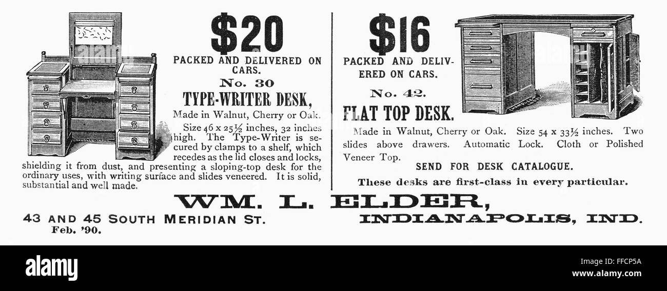 OFFICE DESK AD, 1890. /nAmerican magazine advertisement, 1890, for ...