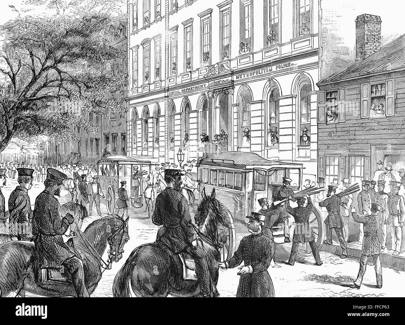 NEW YORK: RIOT, 1871. /nDelivering captured arms to the police ...