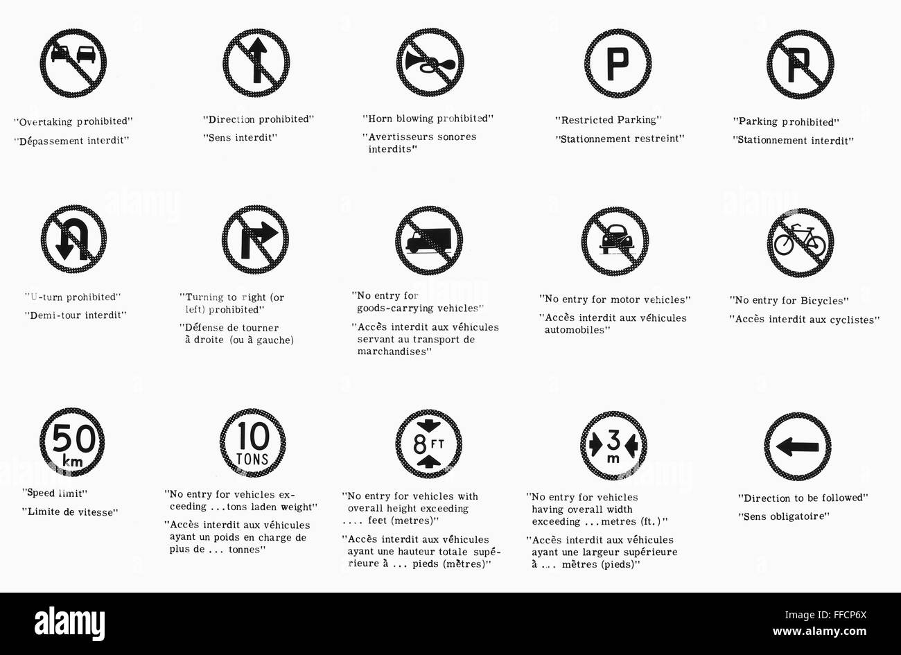 U.N.: ROAD SIGNS, 1952. /nStandardized road signs created by the United ...