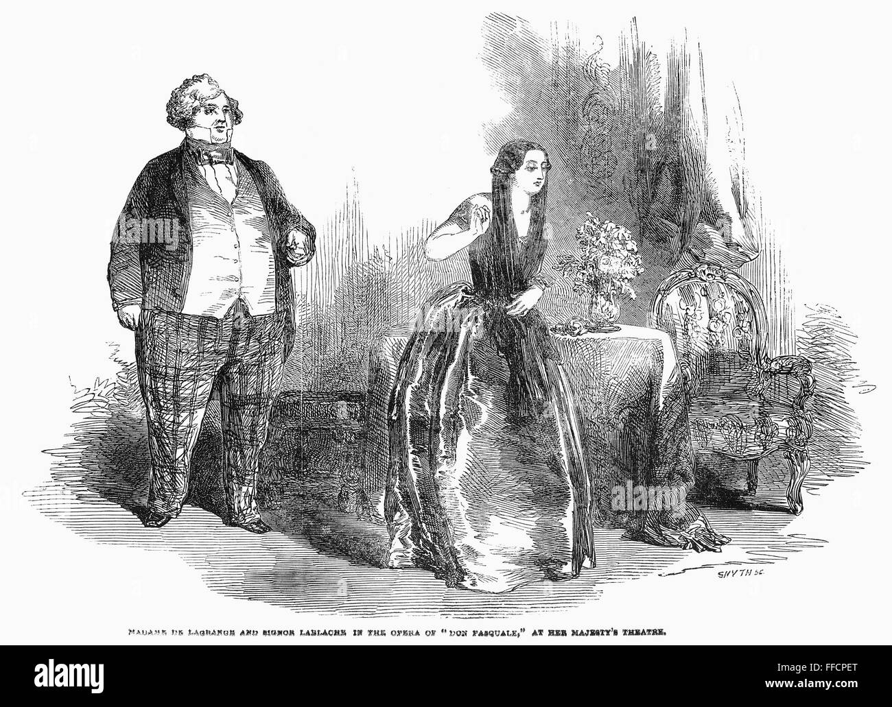 OPERA: DON PASQUALE, 1852. /nLuigi Lablache and Anna de la Grange in an ...