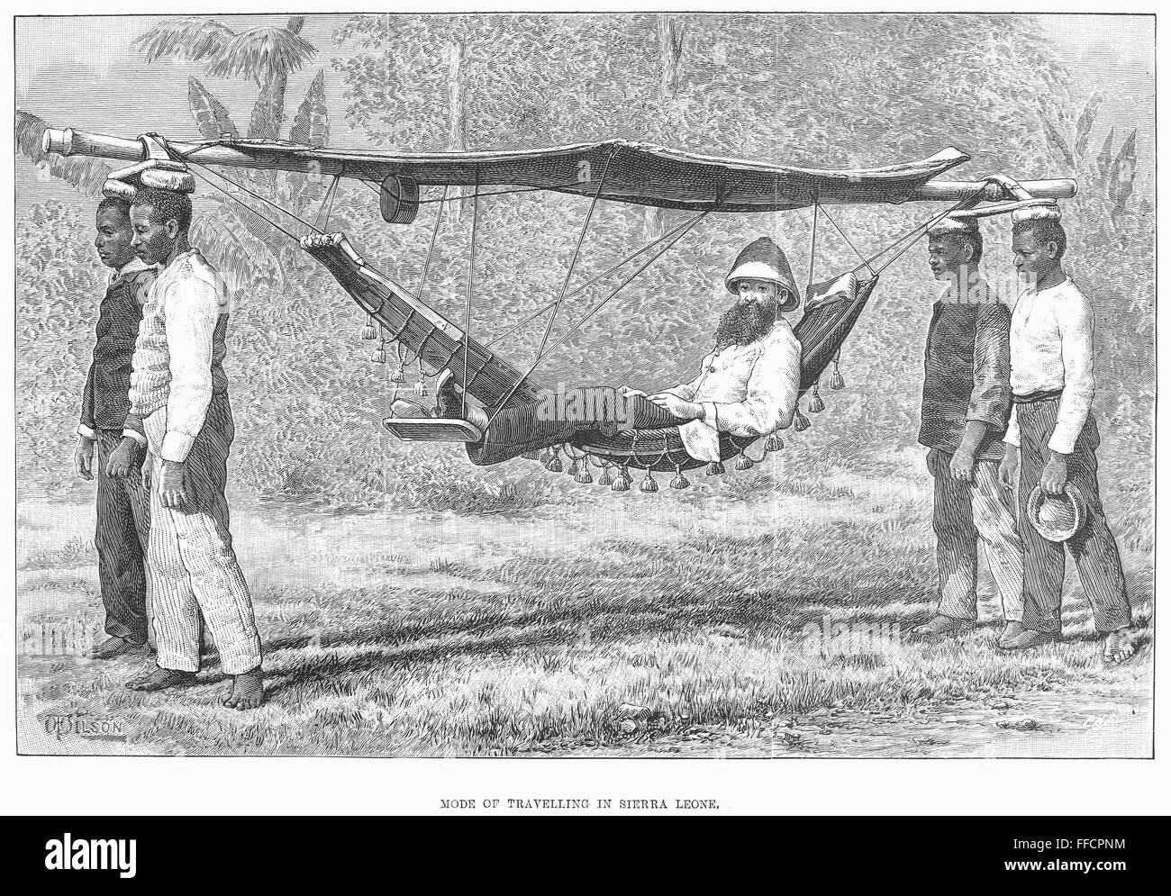 SIERRA LEONE: LITTER, 1888. /nMode of traveling in Sierra Leone under ...