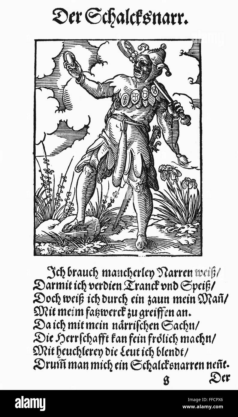 JESTER, 1568. /nWoodcut, 1568, by Jost Amman Stock Photo - Alamy