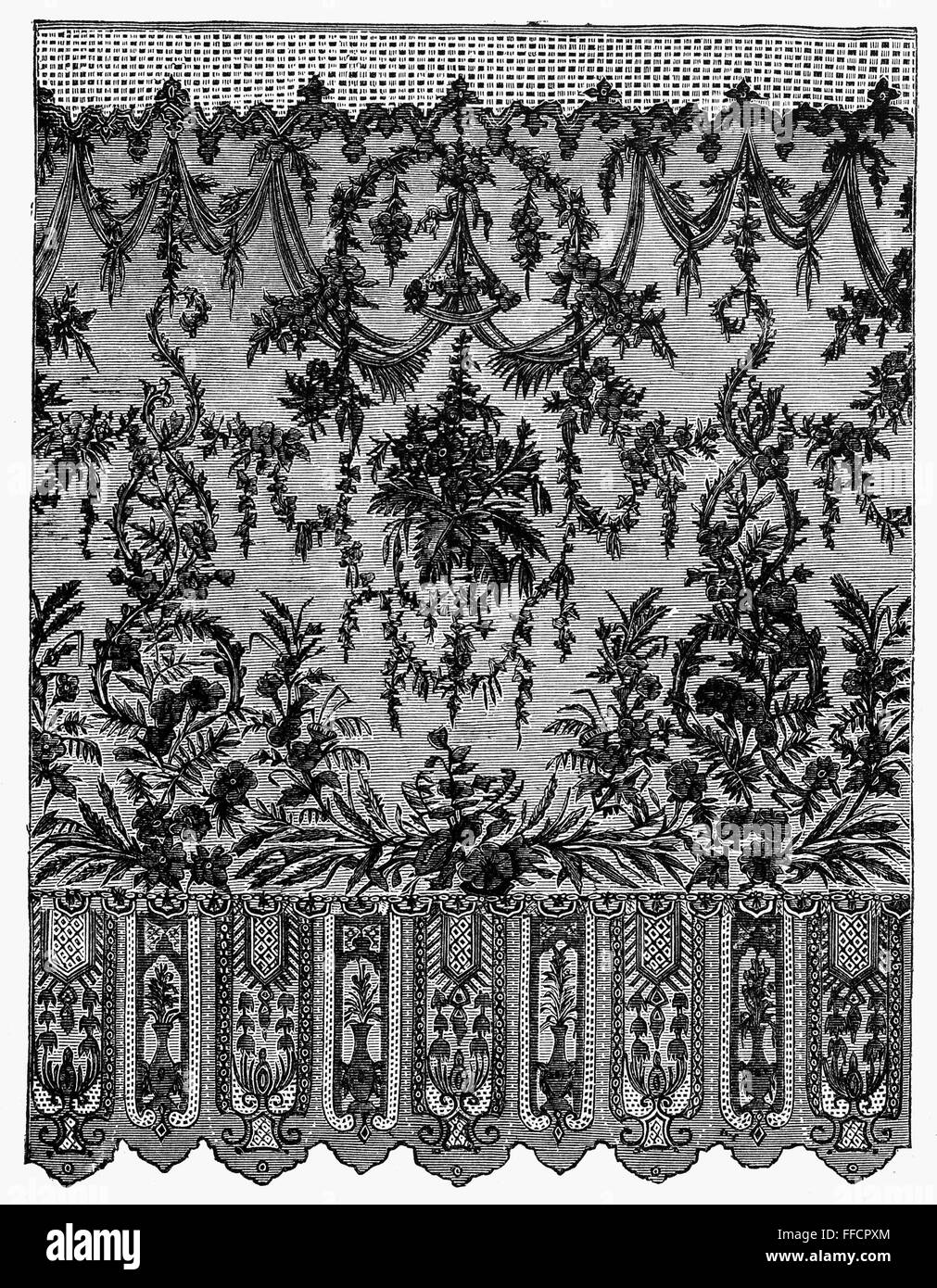 BAYEUX LACE, c1800. /nBlack lace of Bayeux, France. Line engraving ...