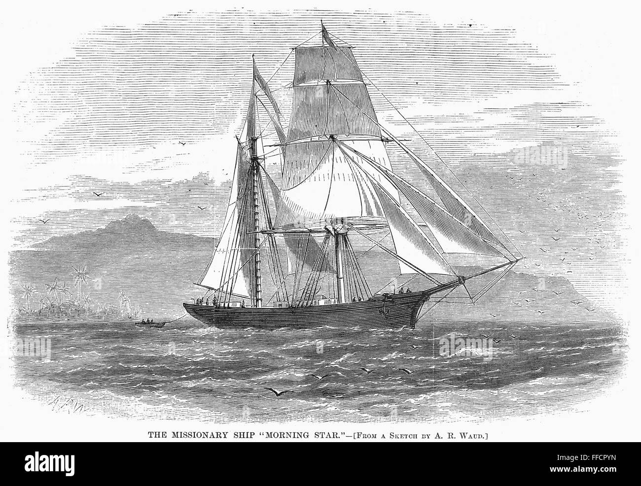 MISSIONARY SHIP, 1870. /nThe American missionary schooner 'Morning Star ...