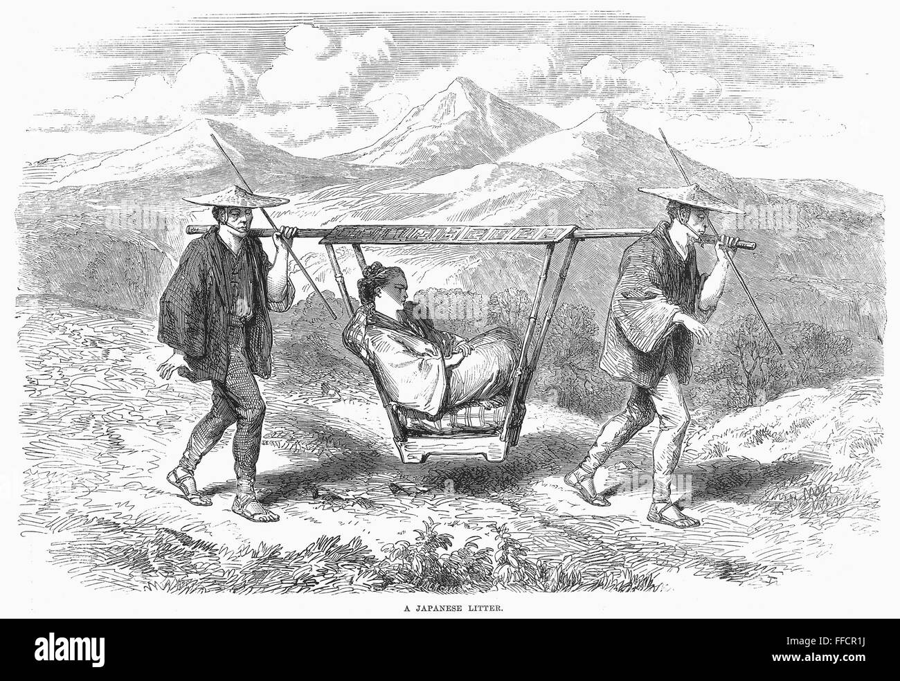 JAPAN: LITTER, 1865. /nWood engraving, English, 1865 Stock Photo - Alamy