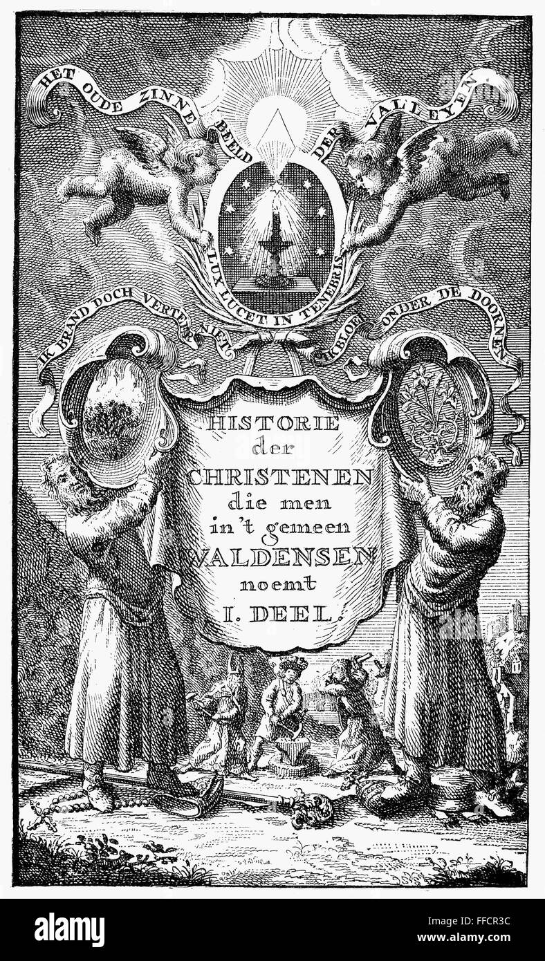 WALDENSIAN SYMBOLS. /nFrontispiece of a Dutch(?) History of the ...