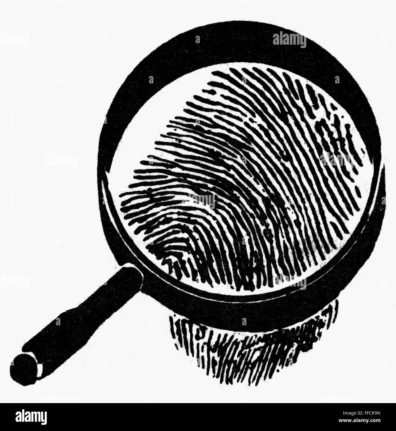 SYMBOL: CRIMINOLOGY. /nA fingerprint and magnifying glass, symbolizing ...