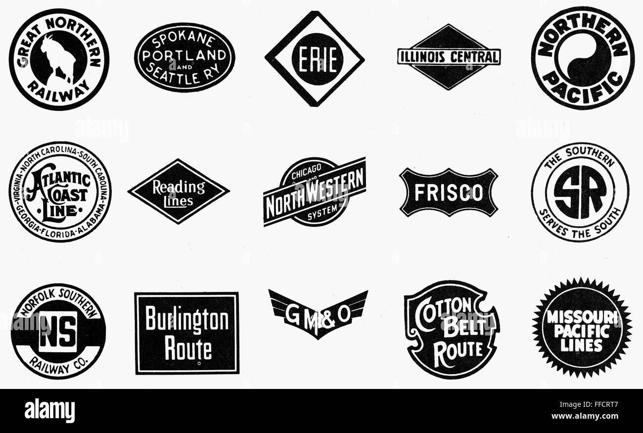 AMERICAN RAILROADS. /nVarious logos of American railroads Stock Photo ...
