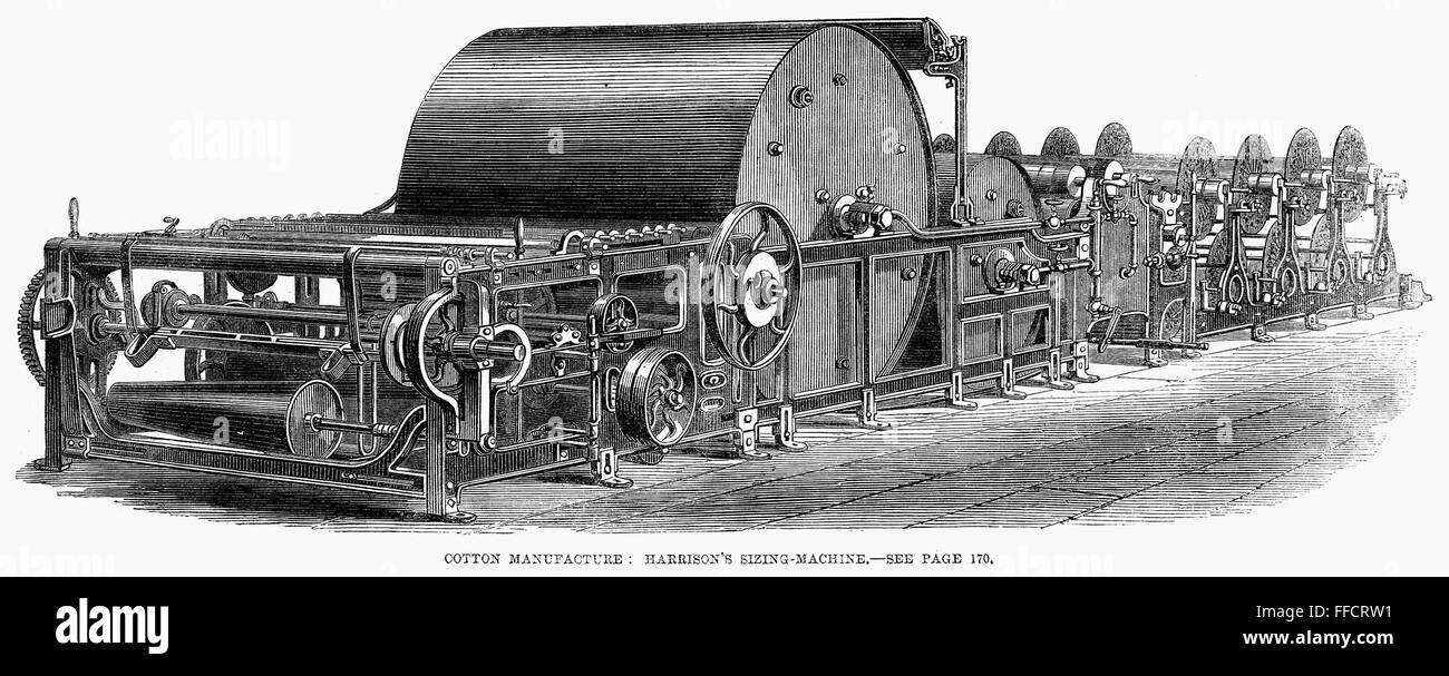 COTTON MACHINE, 1862. /nHarrison's sizing machine for cotton production ...