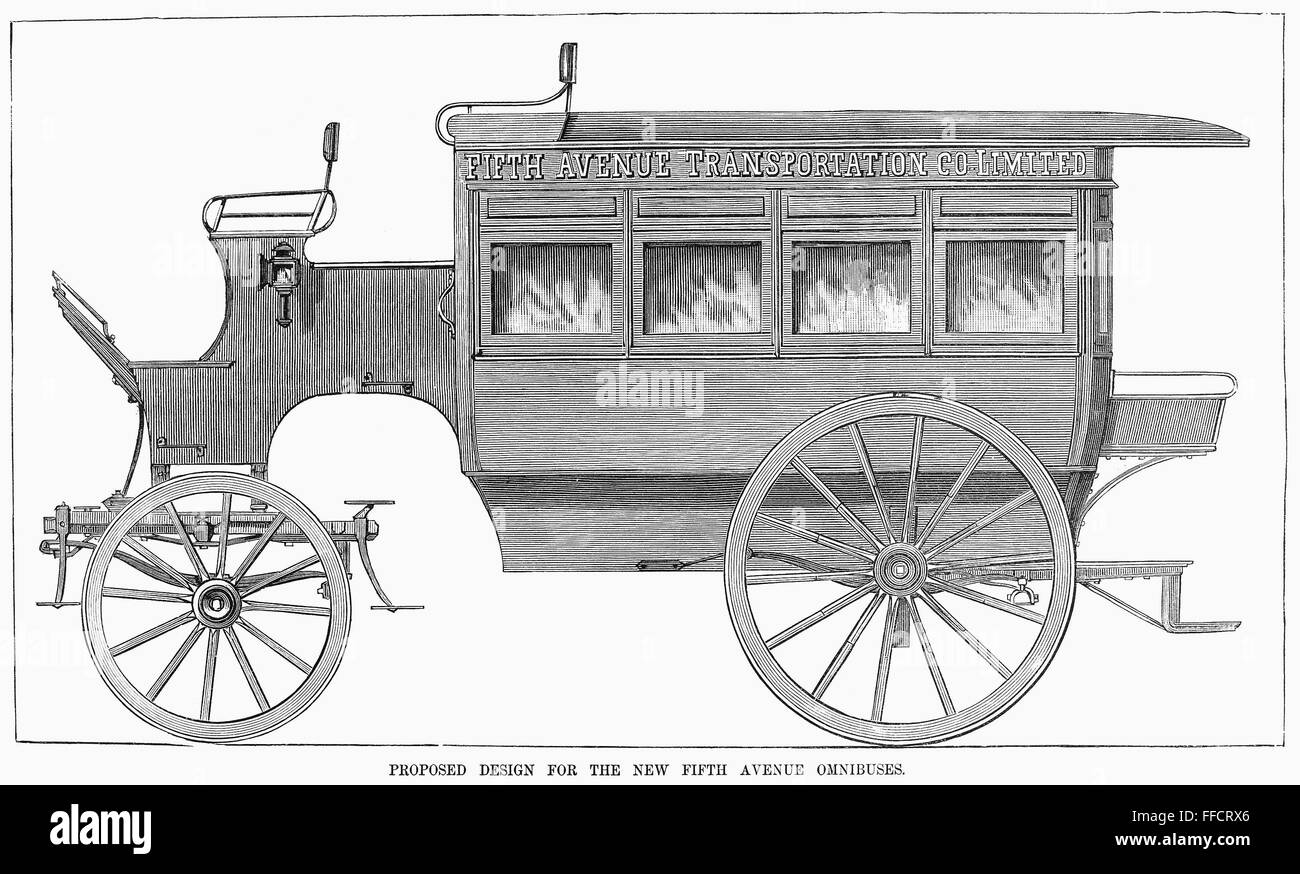NEW YORK: OMNIBUS, 1885. /nProposed design for the new Fifth Avenue ...