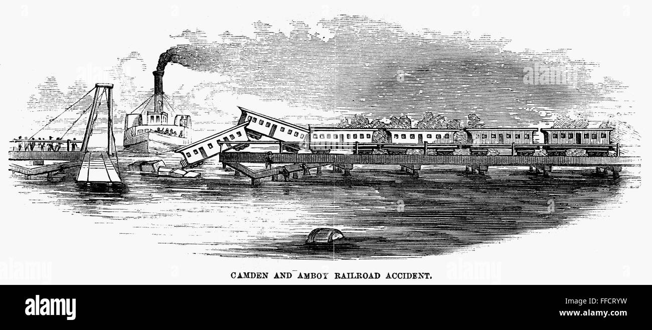NEW JERSEY: TRAIN WRECK. /nCamden and Amboy railroad accident. Wood ...