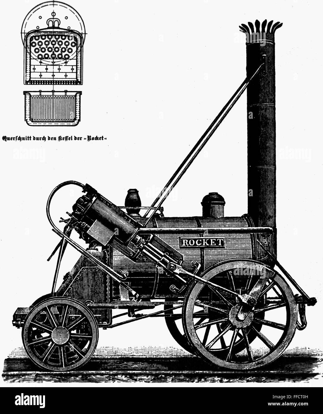 LOCOMOTIVE: ROCKET, 1829. /nGeorge Stephenson's 'Rocket,' the winner of ...