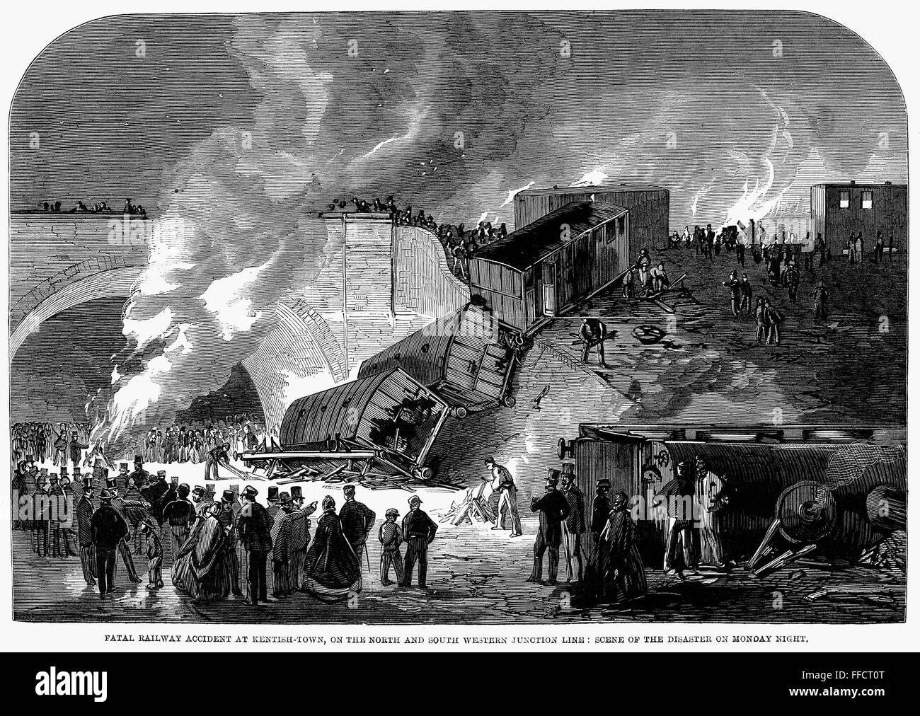 ENGLAND: TRAIN WRECK, 1861. /nFatal railway accident at Kentish Town ...