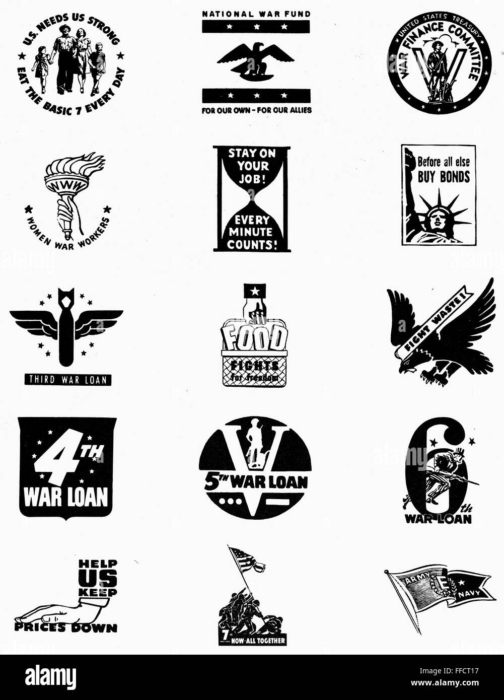 SYMBOLS: WORLD WAR II. /nAmerican symbols for various organizations and ...