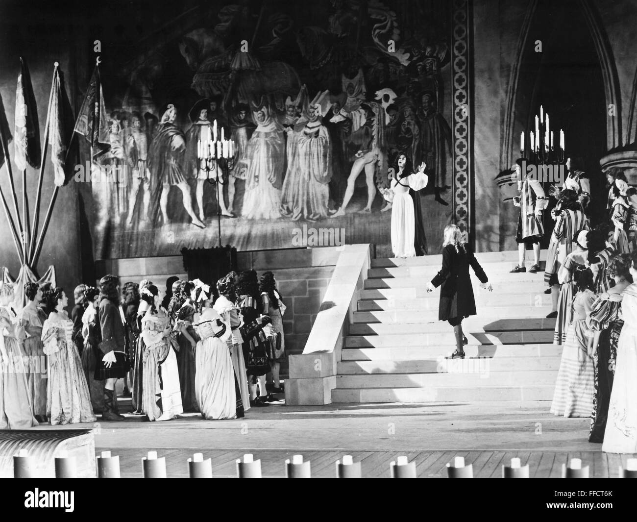 MELBA, 1953. /nAmerican soprano Patrice Munsel as Nellie Melba (top of staircase) in a scene ...