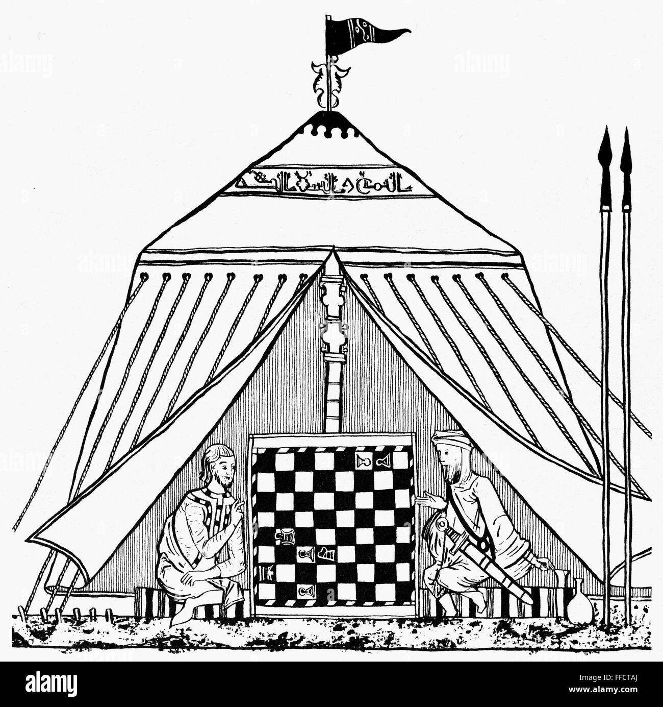 CRUSADES: CHESS PLAYERS. /nA Christian and a Muslim playing chess ...