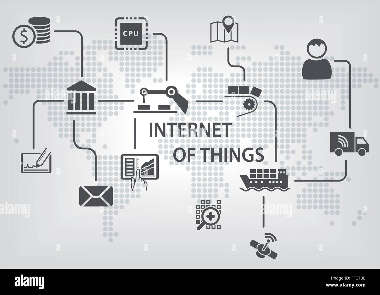 Internet of things (IOT) concept with industrialized and wireless ...