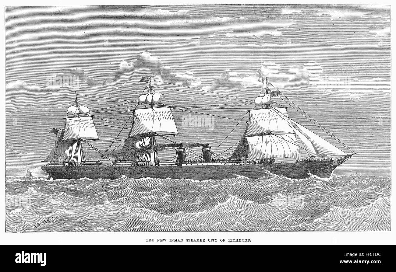 ENGLISH STEAMSHIP, 1874. /nThe Inman Line's new transatlantic screw ...