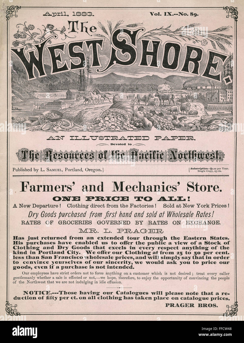 WESTERN MAGAZINE, 1883. /nCover of the April 1883 issue of 'The West ...