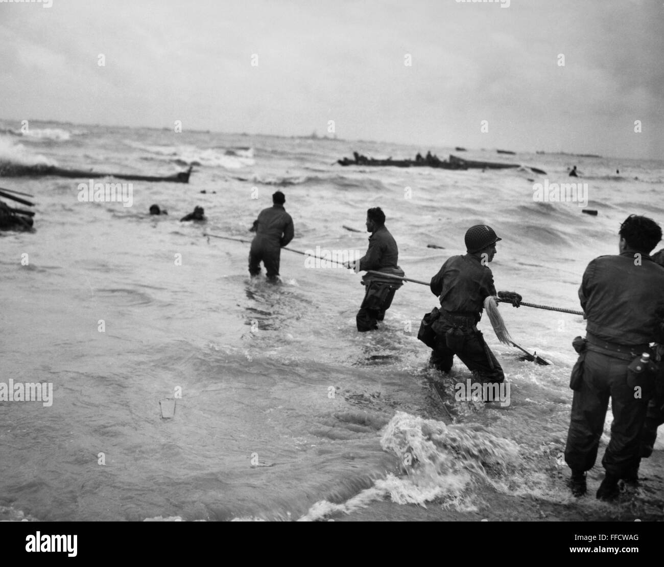 WORLD WAR II: D-DAY, 1944. /nAmerican soldiers on the beach at Normandy ...