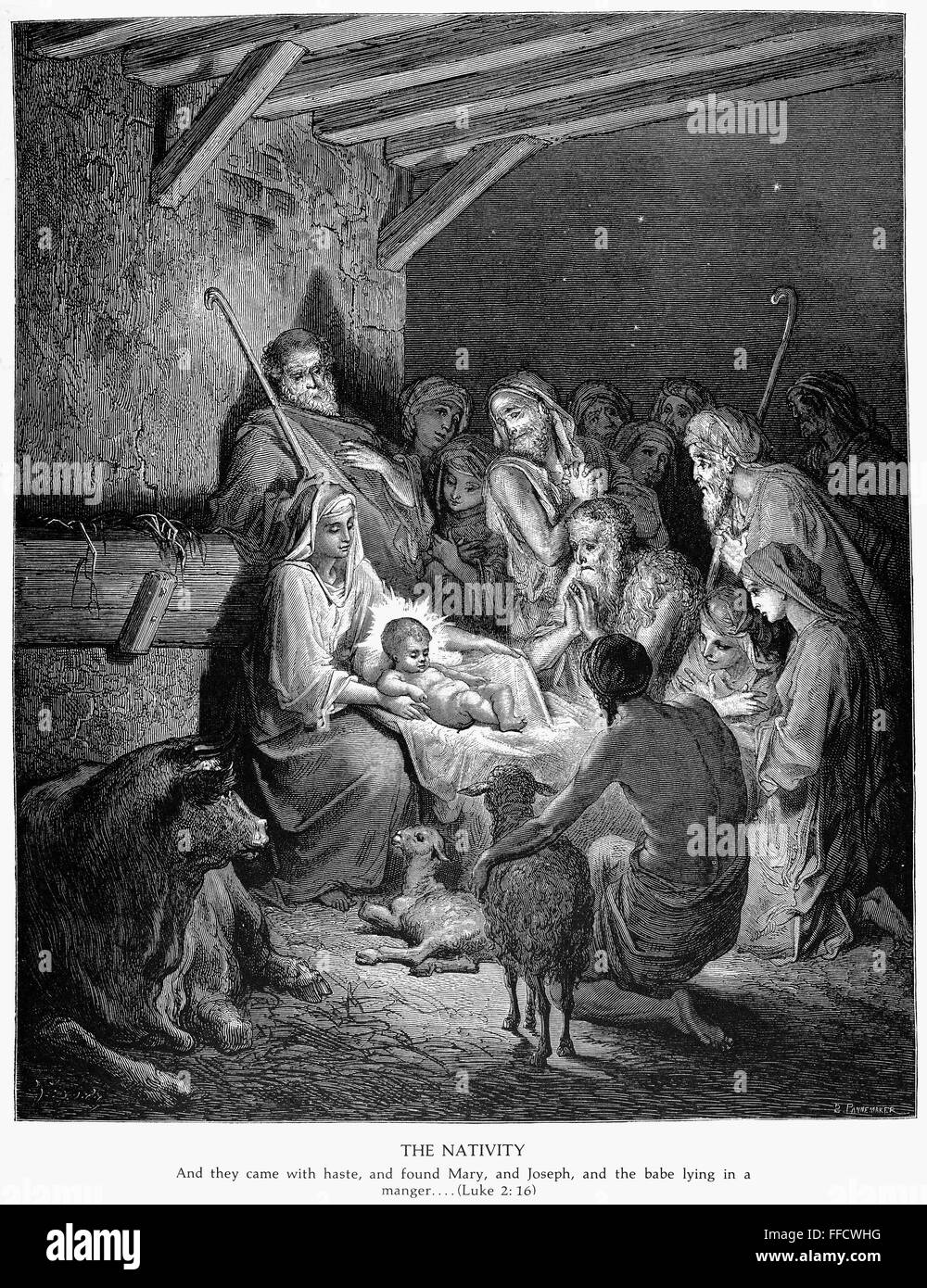 THE NATIVITY. /nShepherds behold the newborn Jesus (Luke 2: 16). Wood ...