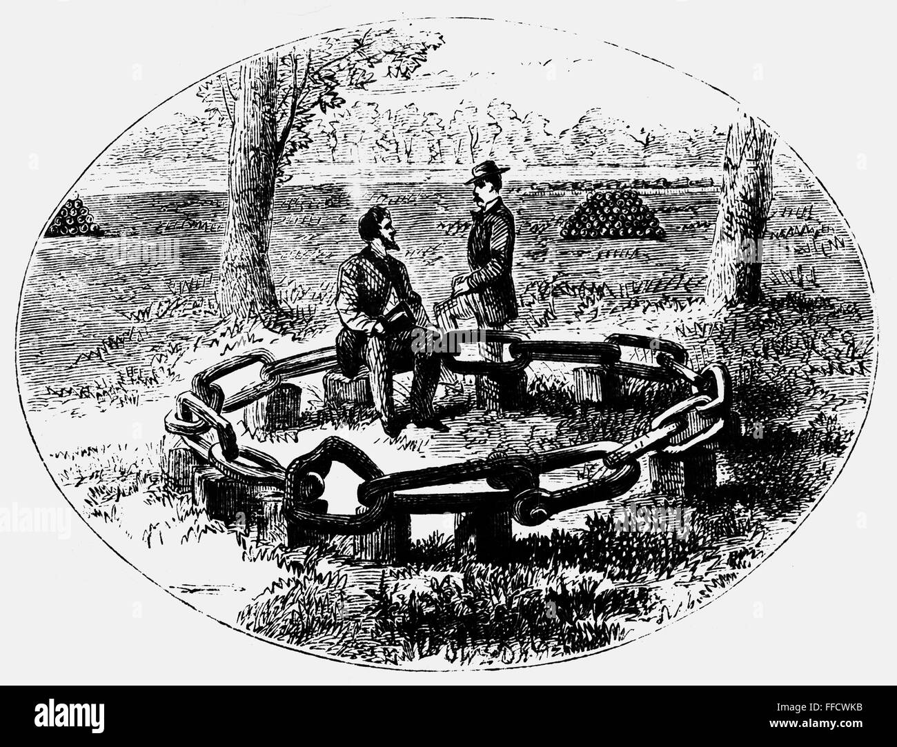 WEST POINT: RIVER CHAIN. /nRelic of the great chain used by British ...