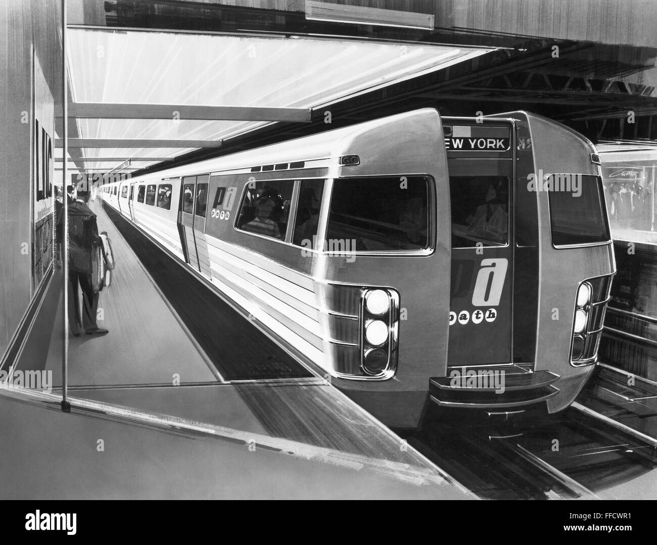 PATH PASSENGER TRAIN, 1965. /nArtist's rendering of the new air ...