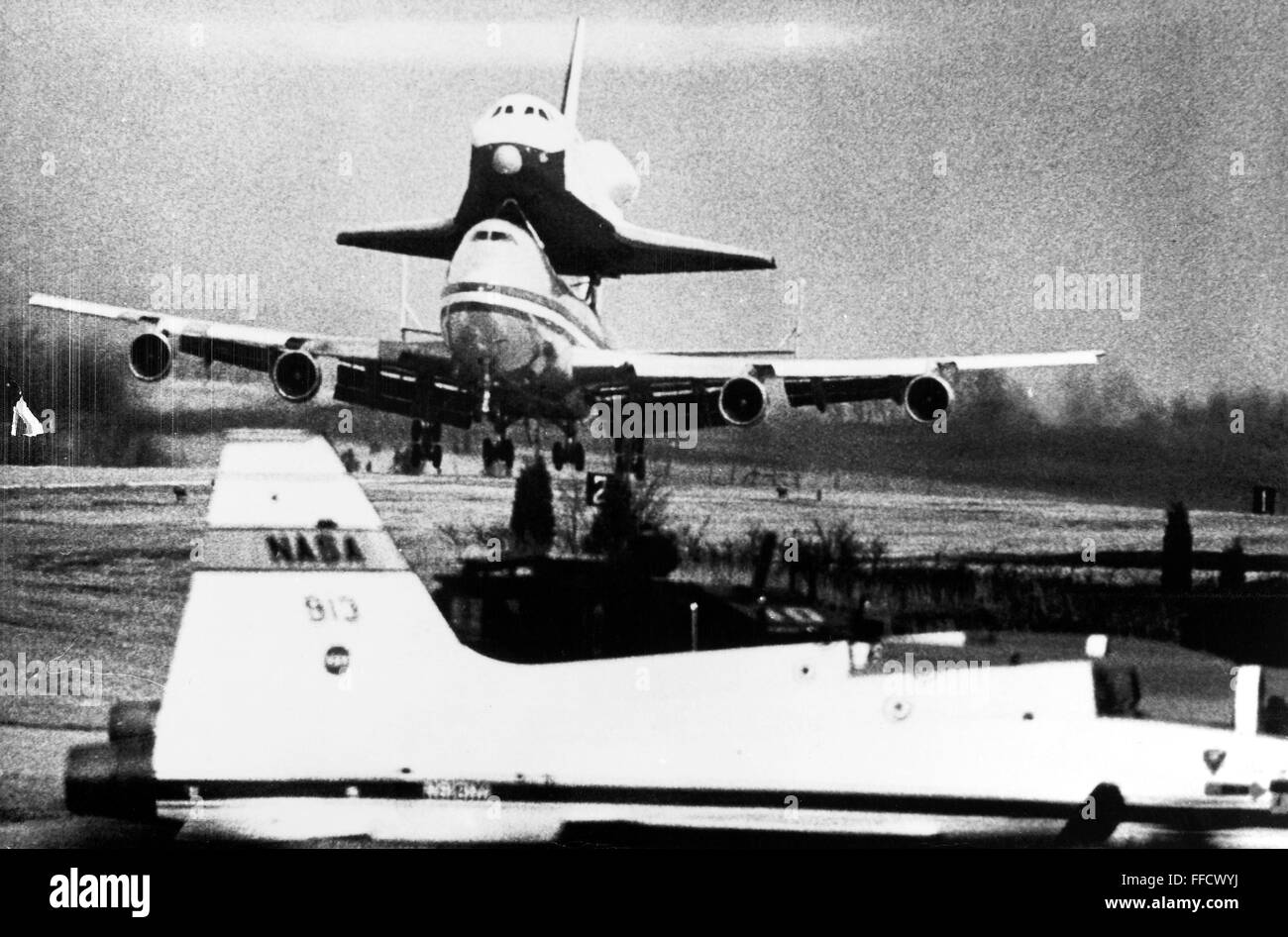 SHUTTLE ENTERPRISE, 1977. /nThe Space Shuttle Enterprise, riding atop ...