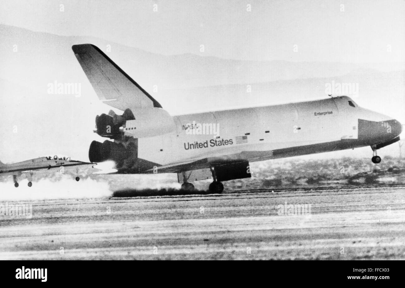 SHUTTLE ENTERPRISE, 1977. /nThe Space Shuttle Enterprise comes in for a ...