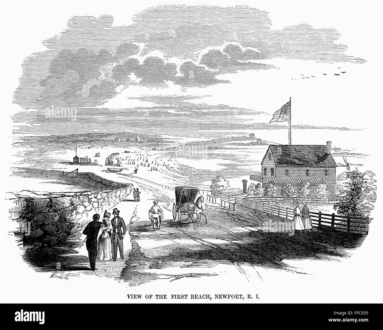 RHODE ISLAND: NEWPORT. /nView of the First Beach, Newport, Rhode Island ...